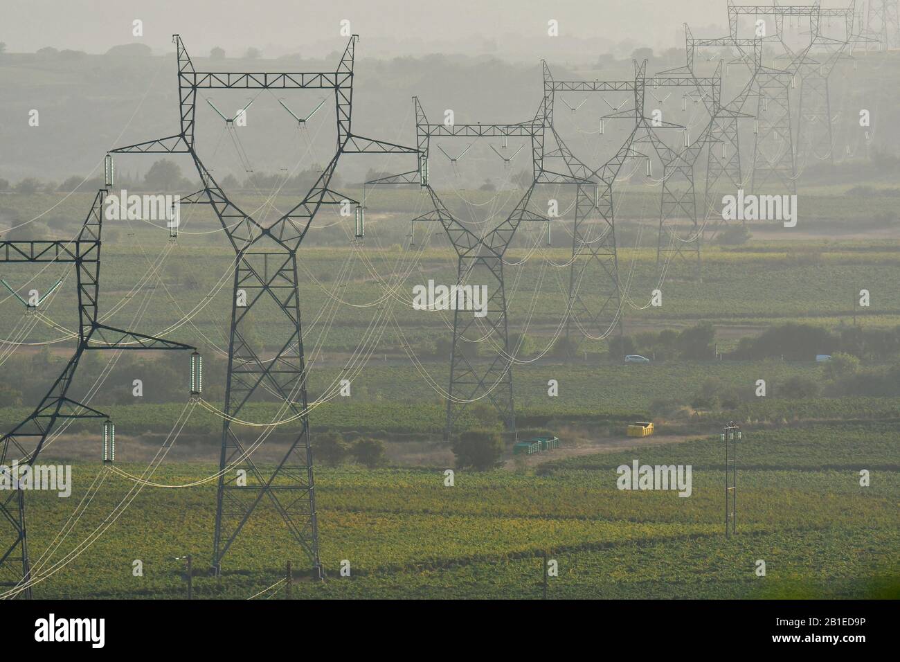 High Tension Lines between Magalas and Laurens, Herault, France Stock ...