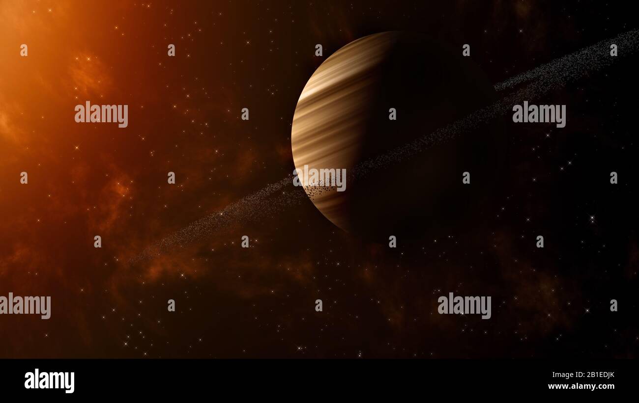 Space Concept Background With Solar Wind, Star Clusters And Gas Giant ...