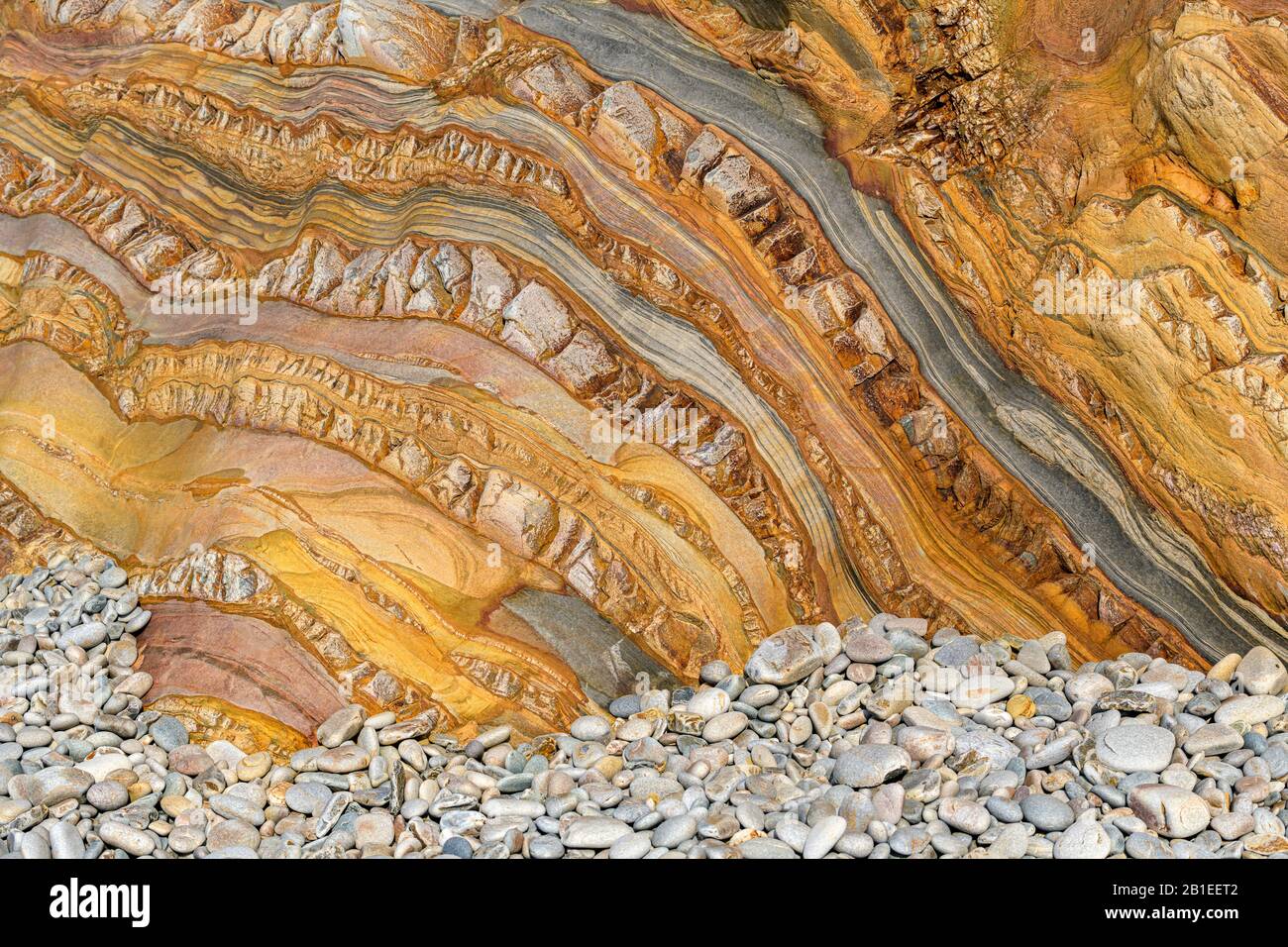 Polychrome strata of Playa del Silencio, Asturias, Spain. Spectacular ...
