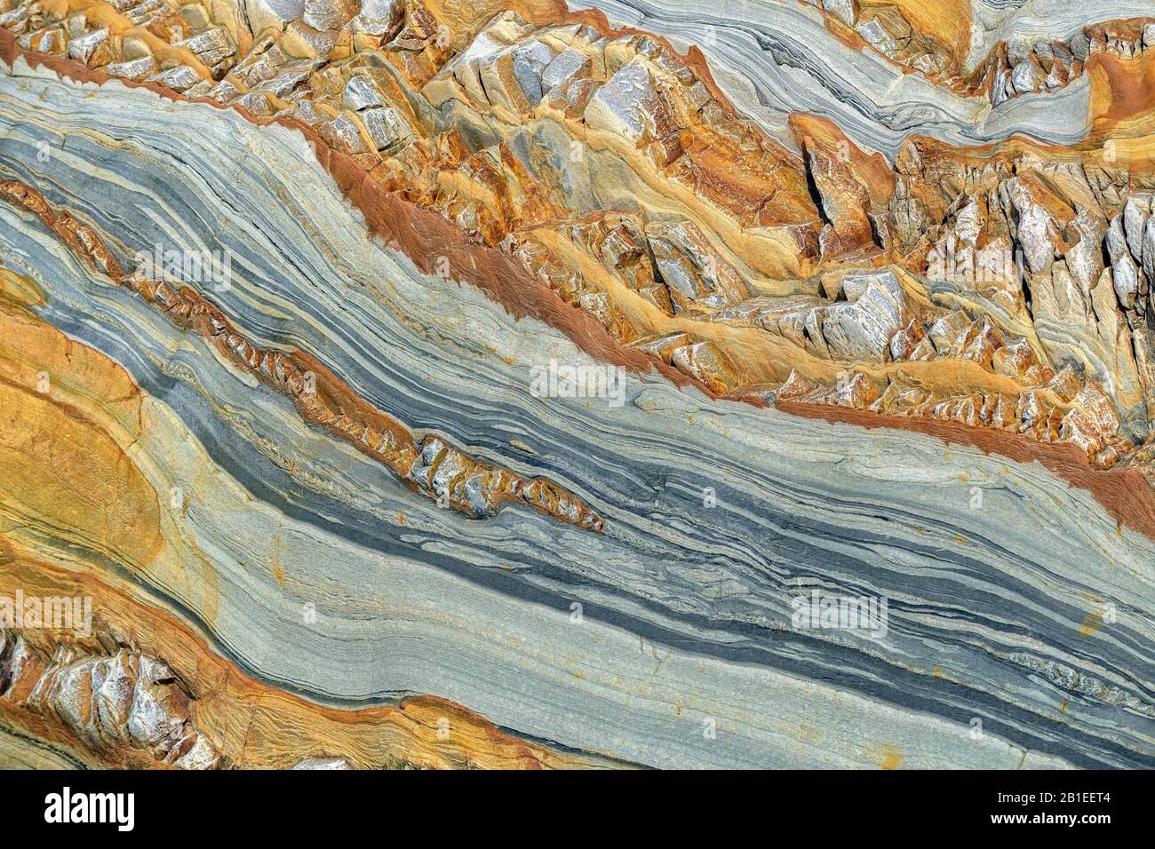 Polychrome strata of Playa del Silencio, Asturias, Spain. Spectacular ...