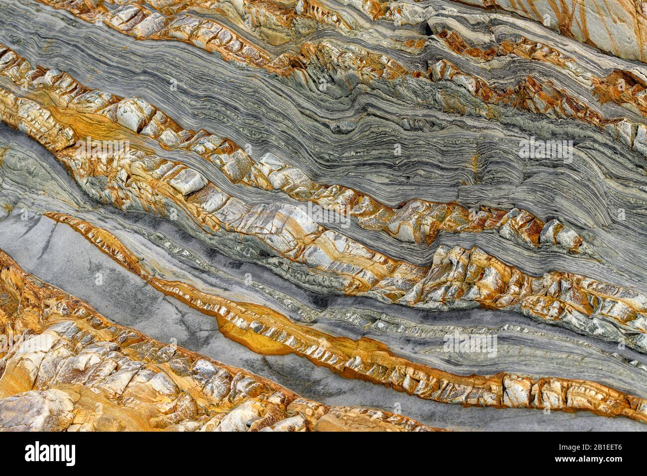 Polychrome strata of Playa del Silencio, Asturias, Spain. Spectacular ...