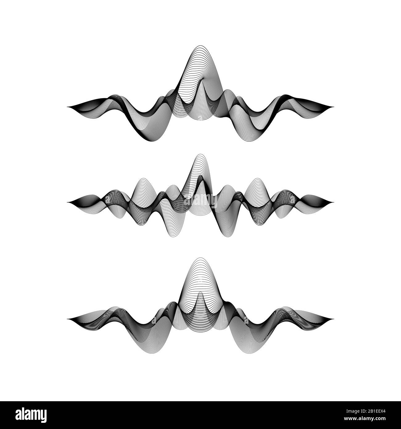 set of waveforms isolated on white background, vector illustration ...