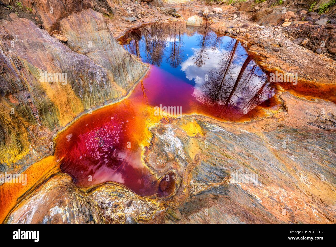 Reflections on Rio Tinto, near its source, Andalusia, Spain Stock Photo ...