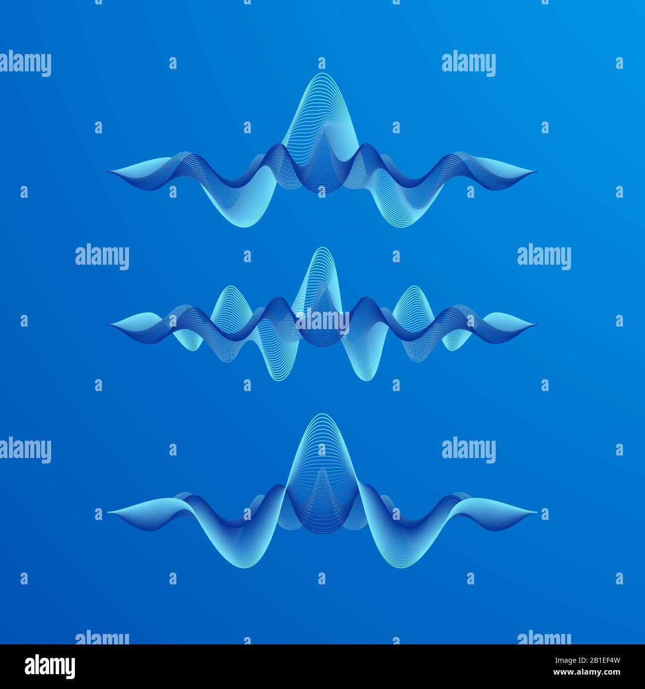 set of waveforms isolated on blue background, vector illustration Stock ...