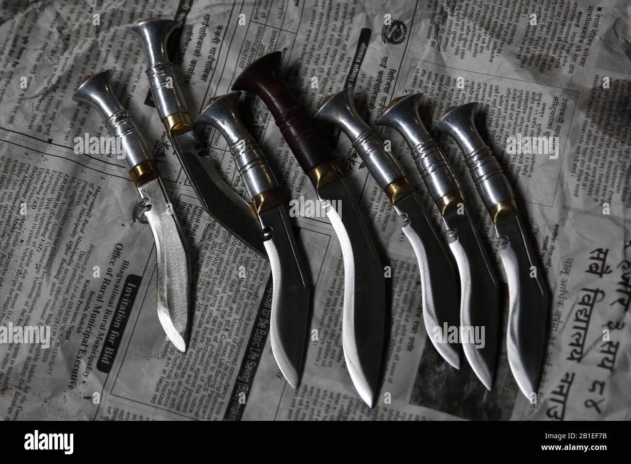 Kathmandu, Nepal. 25th Feb, 2020. Small Khukuri's are pictured ...