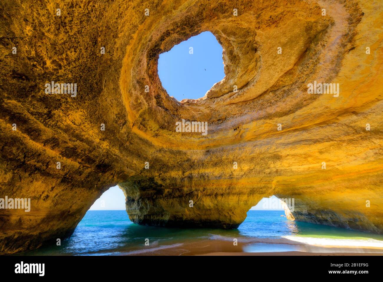 Spectacular marine cave of Algar de Benagil, Algarve, Portugal Stock ...