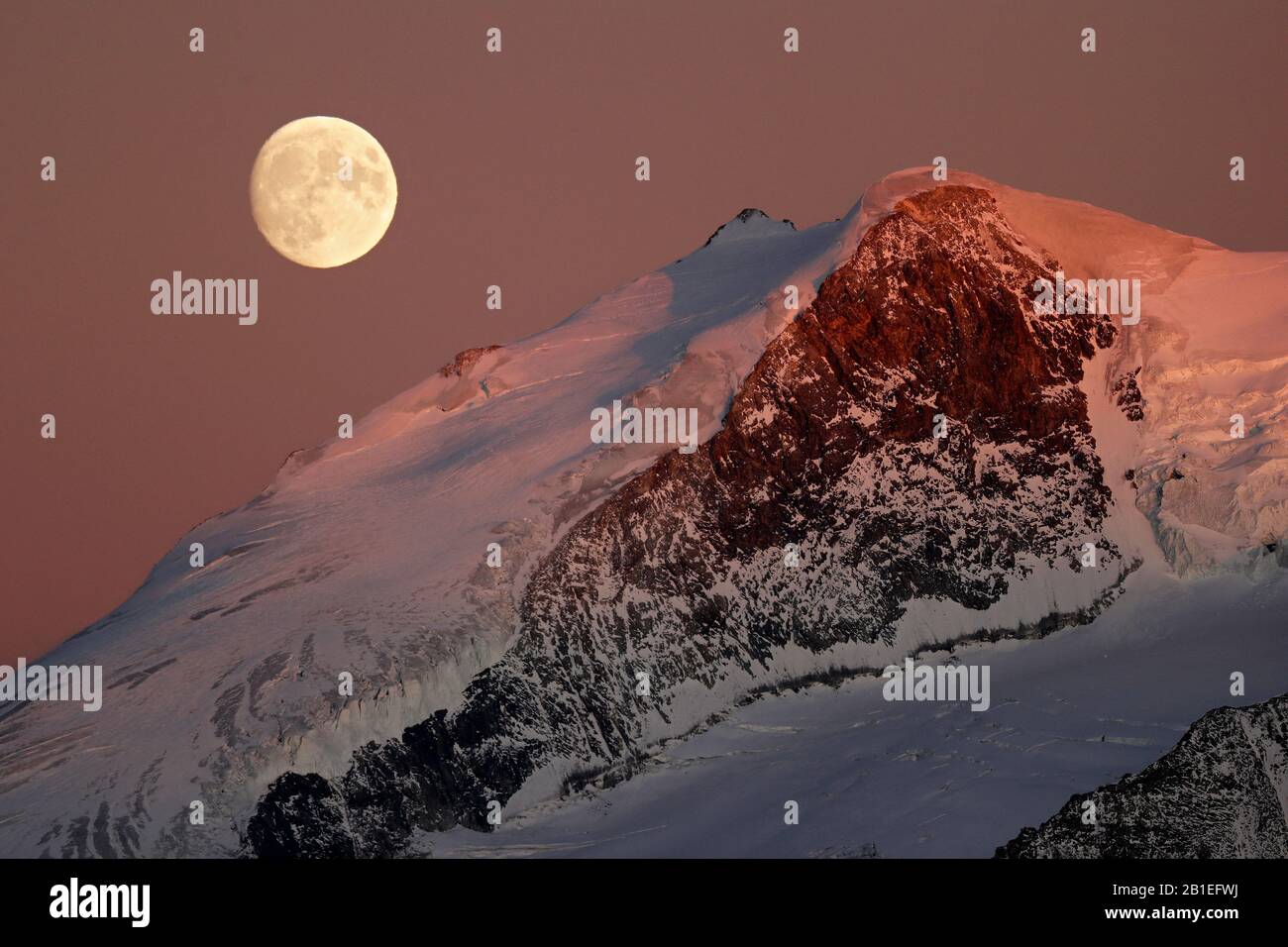 Full moon over the Valais Alps, Switzerland Stock Photo - Alamy