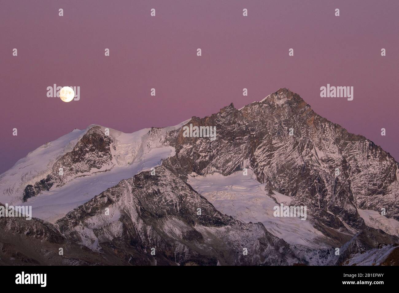 Full moon over the Valais Alps, Switzerland Stock Photo - Alamy