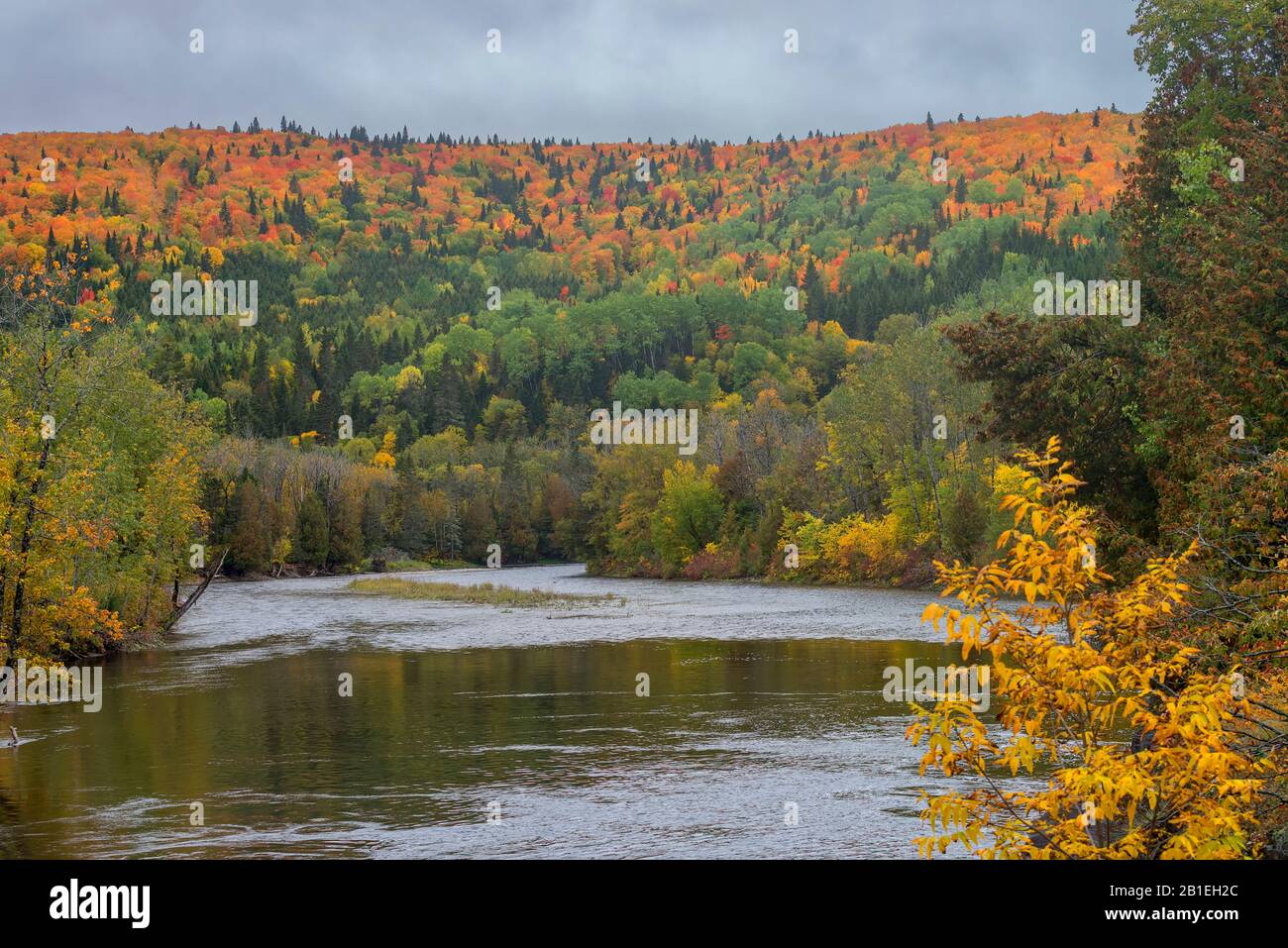 Matane River, colors of the Summer of the Amerindians, Gaspesie, Quebec ...