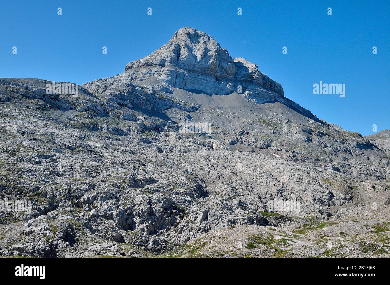 Pyramid of Pic d'Anie (2504m), dominating the limestone area of Arres d ...