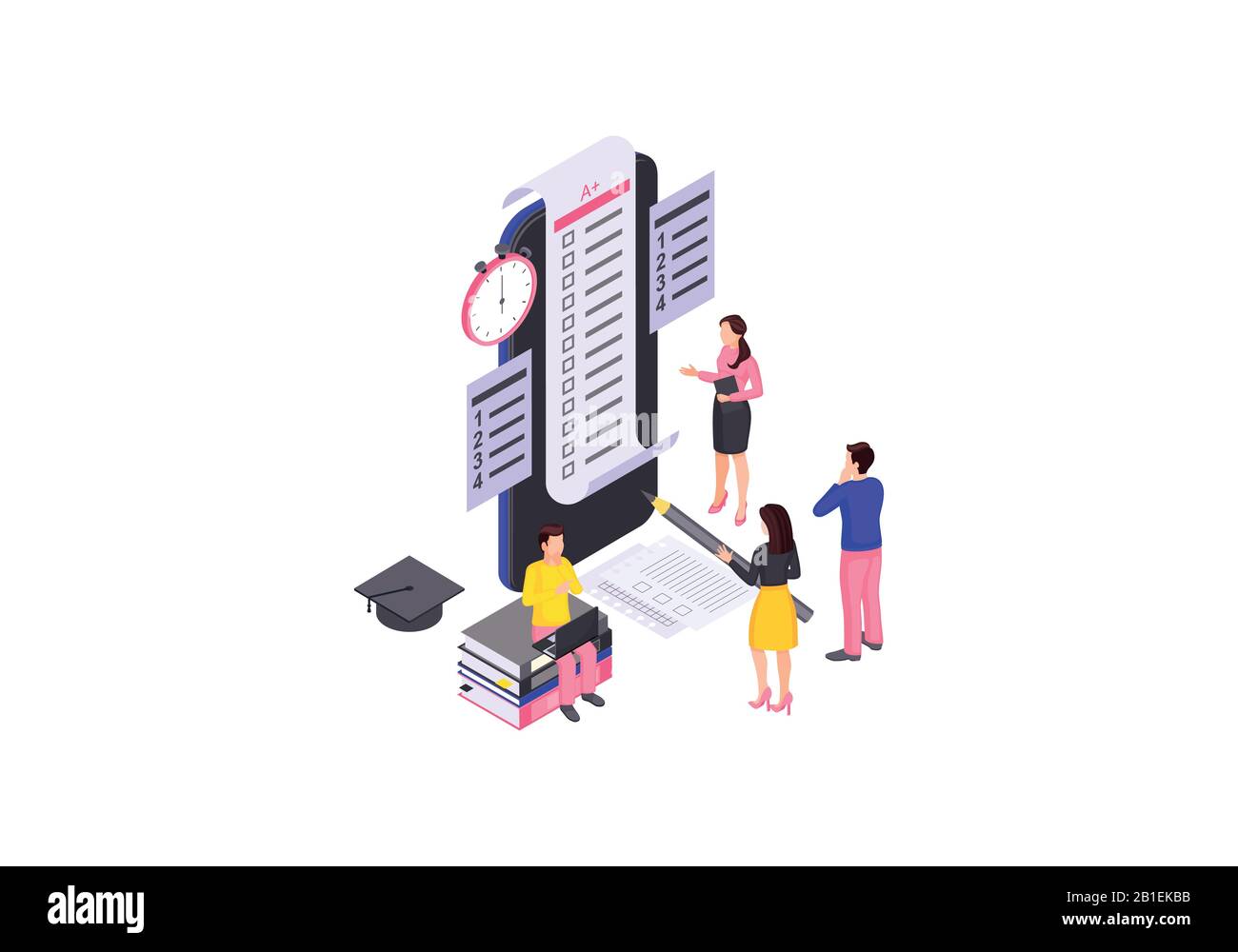 Online examination isometric color vector illustration Stock Vector ...