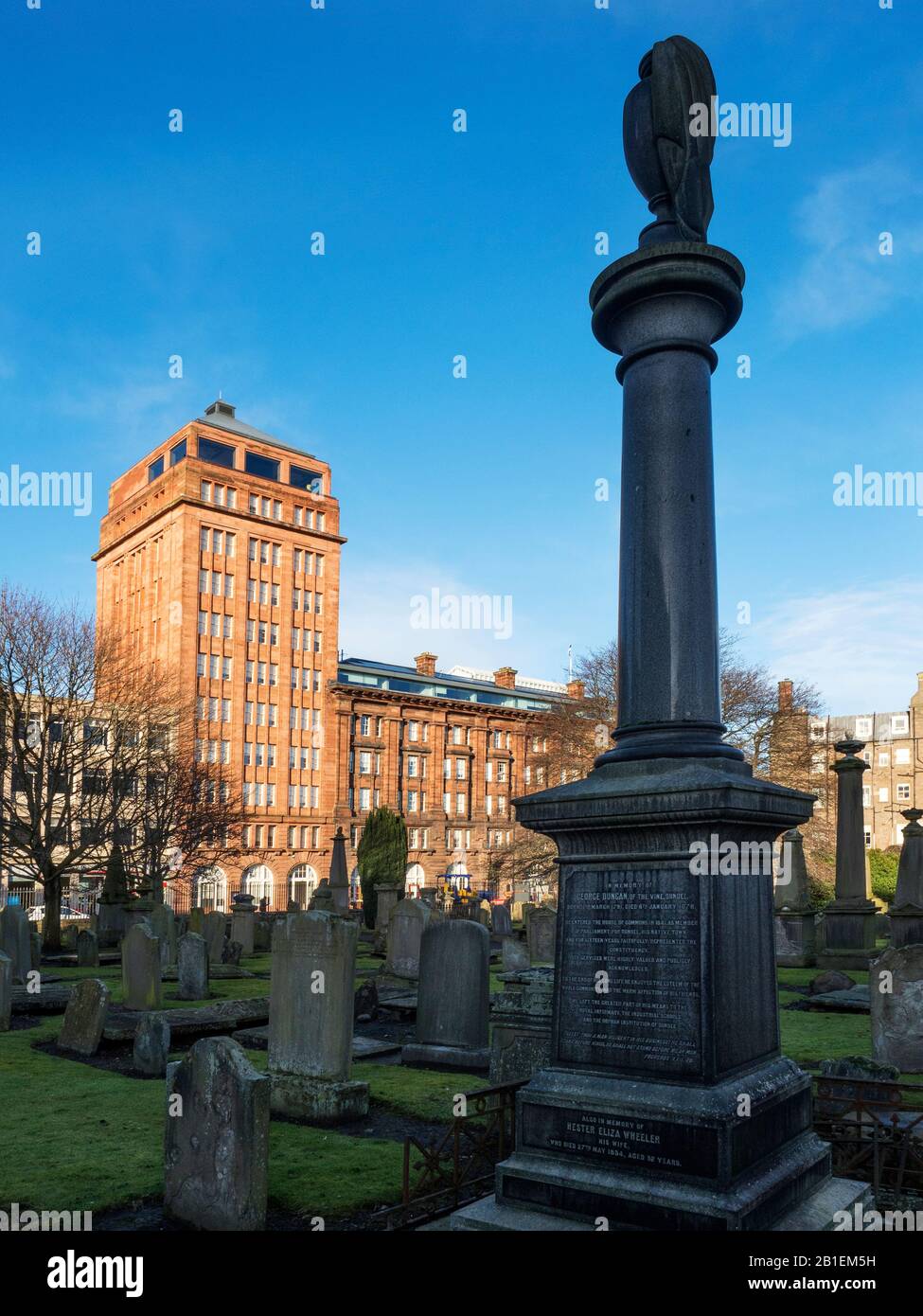 DC Thompson Courier Office building from The Howff historic burial ...