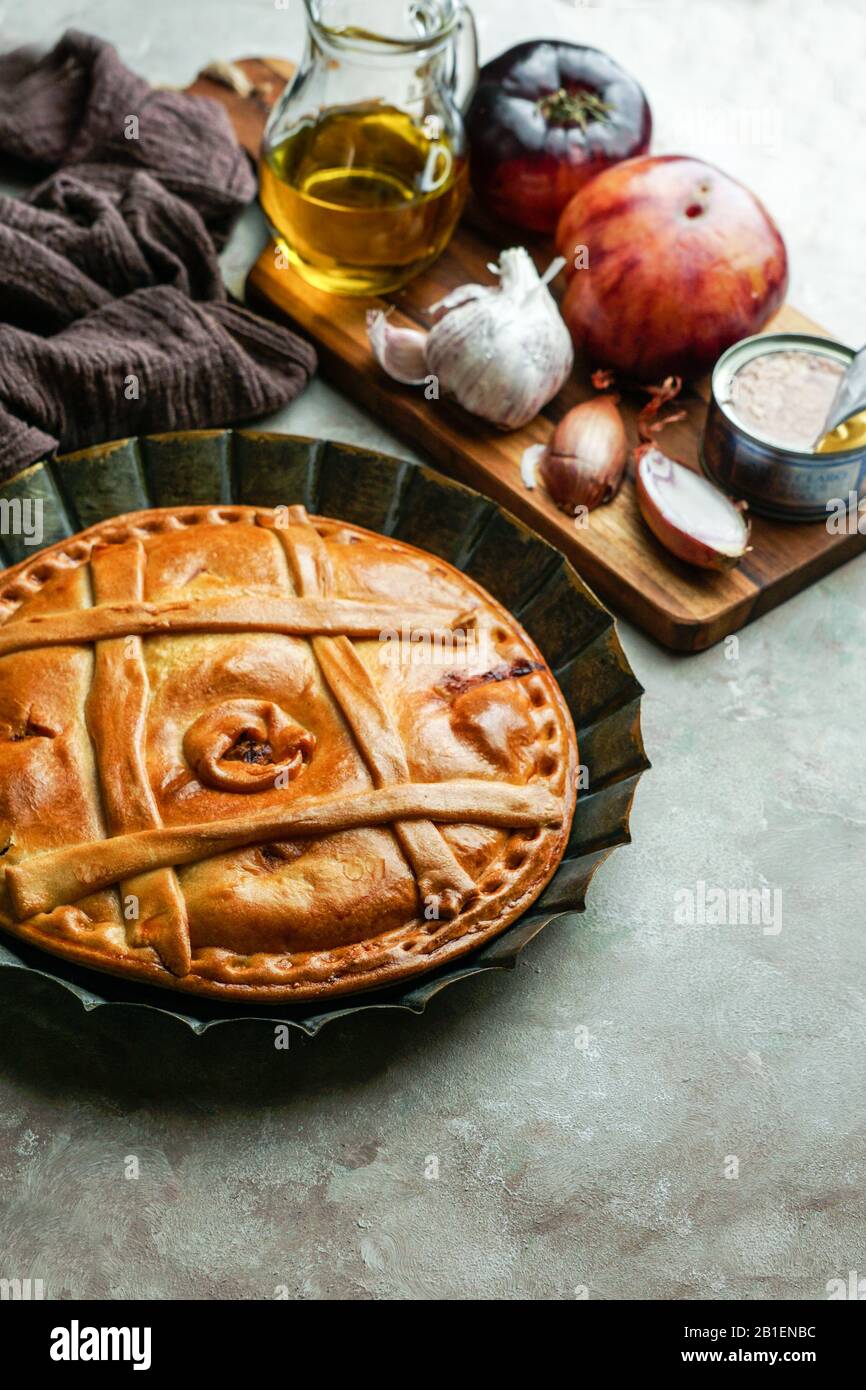 empanada de atun gallega is a type of baked or fried turnover ...