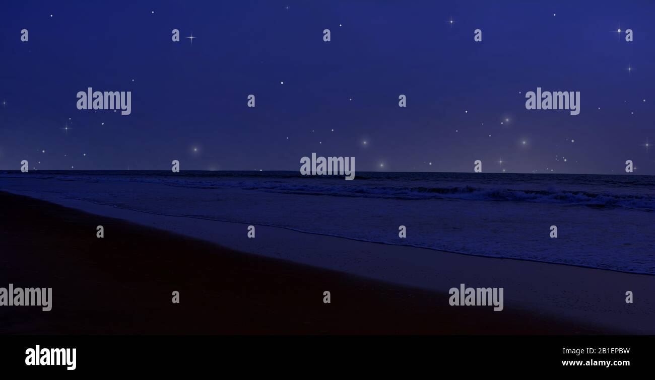 Night starry sky at beach Stock Photo - Alamy