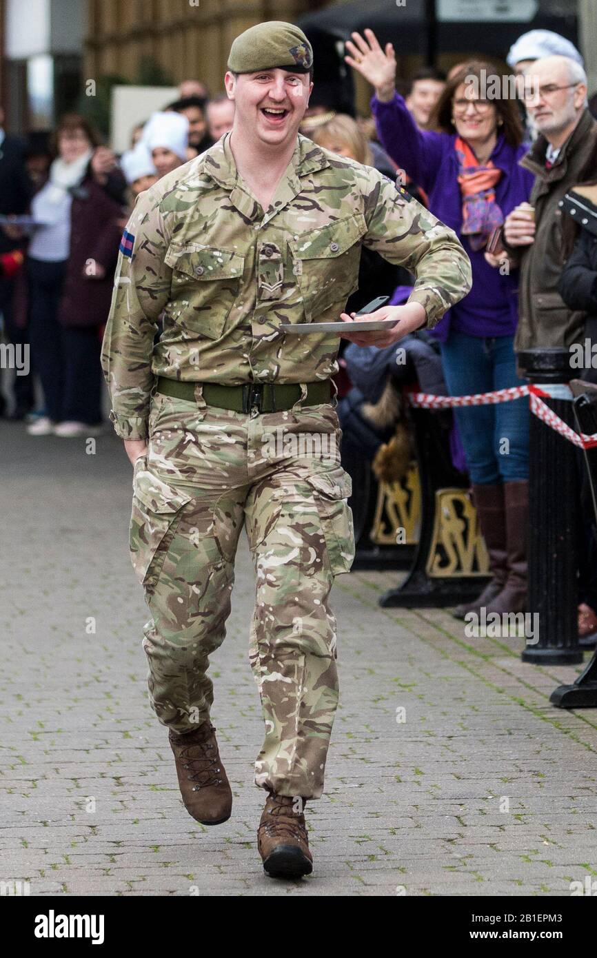 Windsor, UK. 25 February, 2020. A soldier from the 1st Battalion Welsh ...
