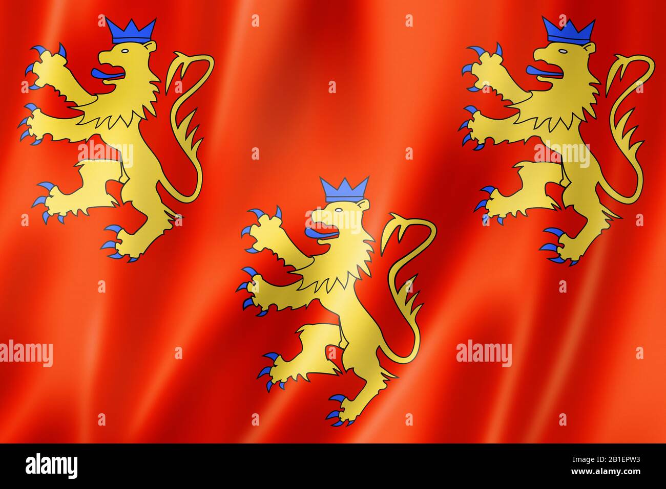 Dordogne County flag, France waving banner collection. 3D illustration ...