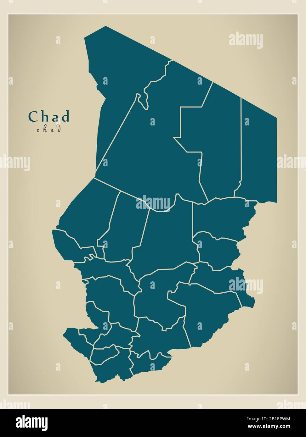 Modern Map - Chad with regions BF - update 2020 Stock Vector Image ...