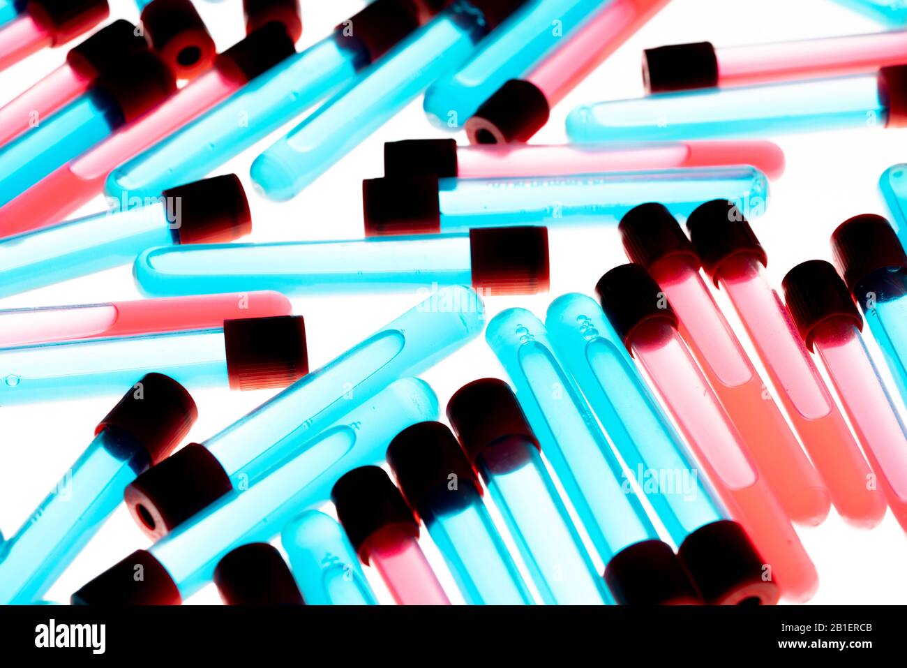 medicine test tubes for microbiological collection Flat lay, top view ...