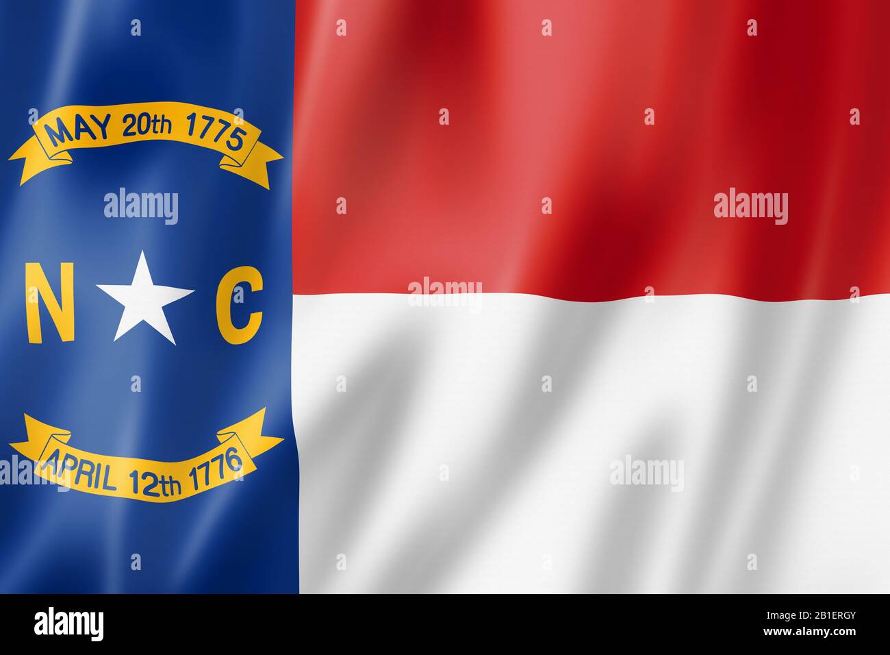 North Carolina flag, united states waving banner collection. 3D ...