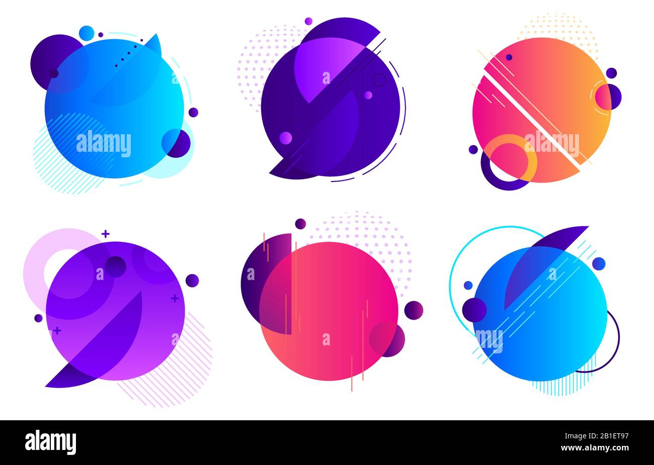 Circle geometric badges. Trendy round frame, color gradients minimal ...