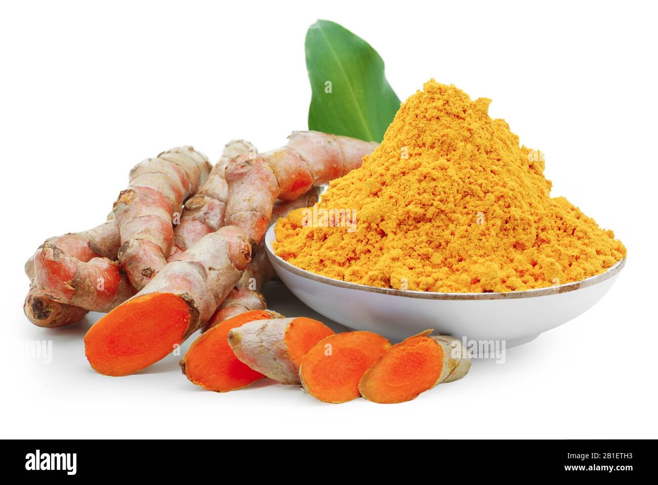 Turmeric root and powder isolated on white background Stock Photo - Alamy