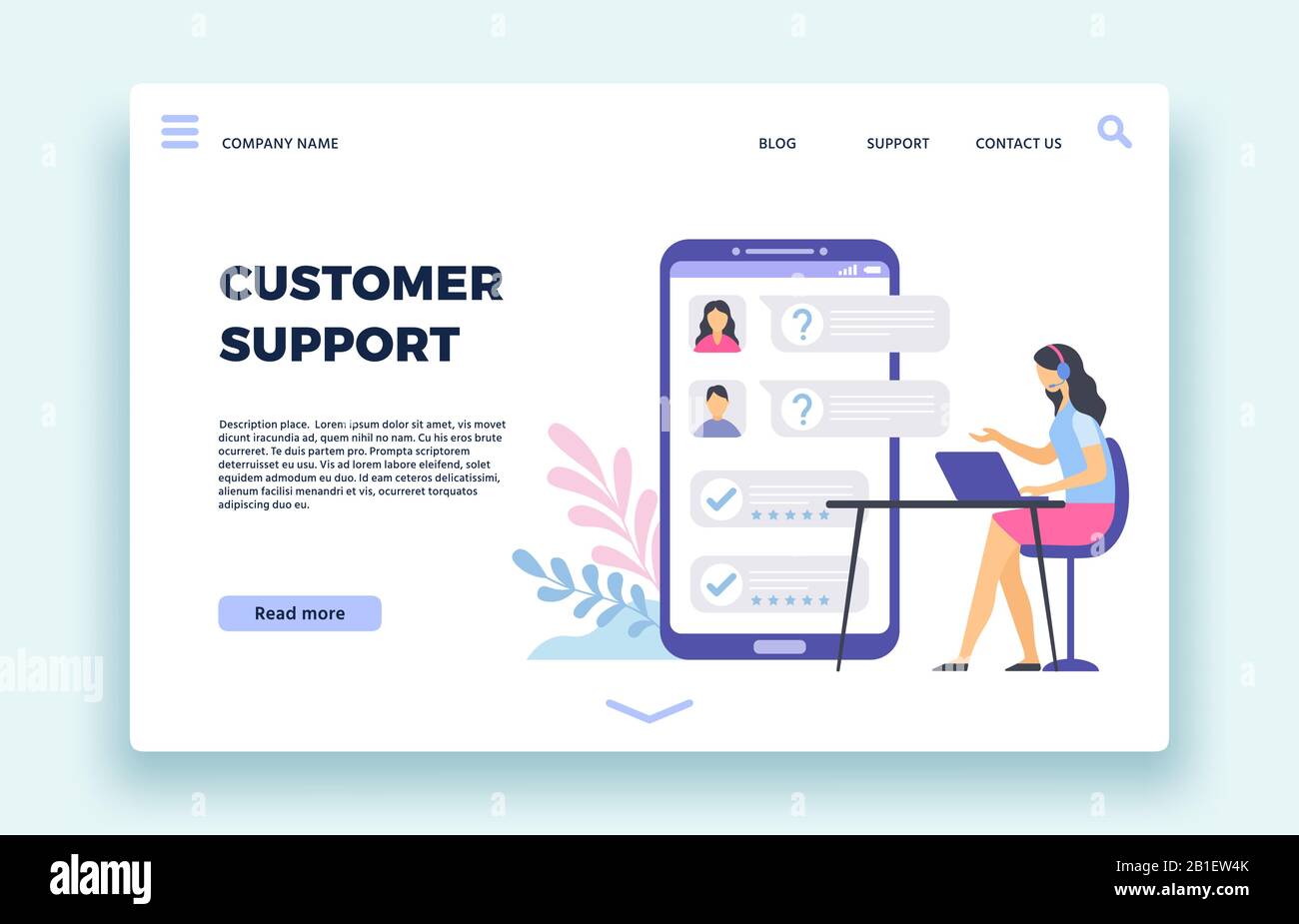 Customer support. Personal assistant, technical support operator help ...