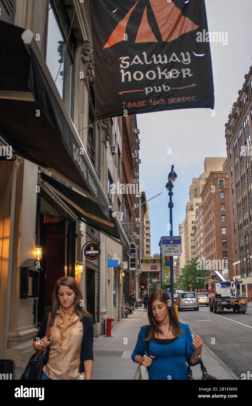 Salway Hooker Pub in Manhattan. NY. USA. A divey bar with dim lights ...