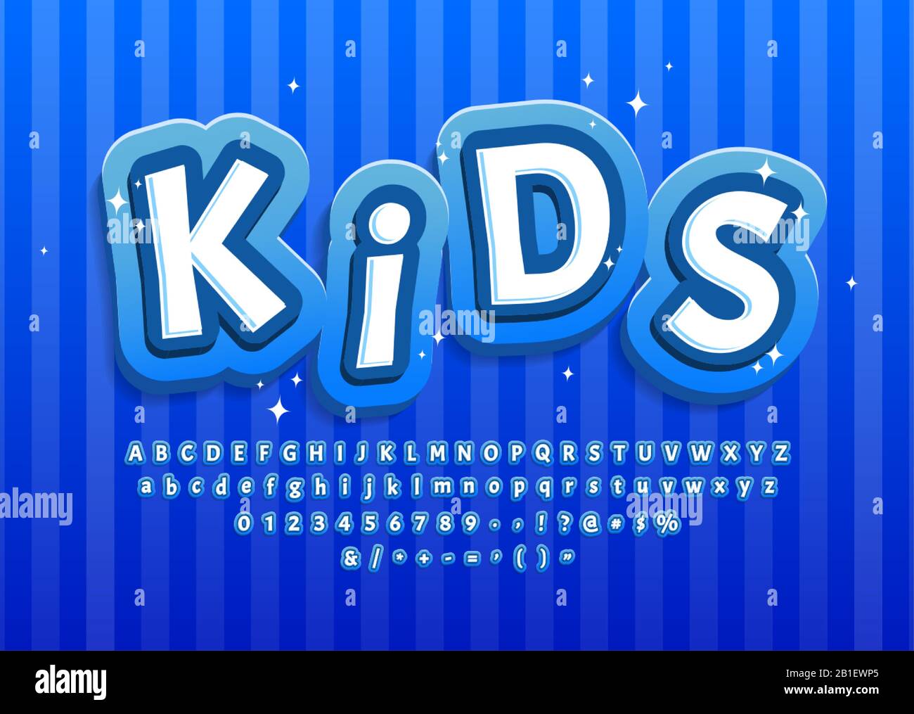 Cartoon kid alphabet blue for decoration design. . Lettering typography ...