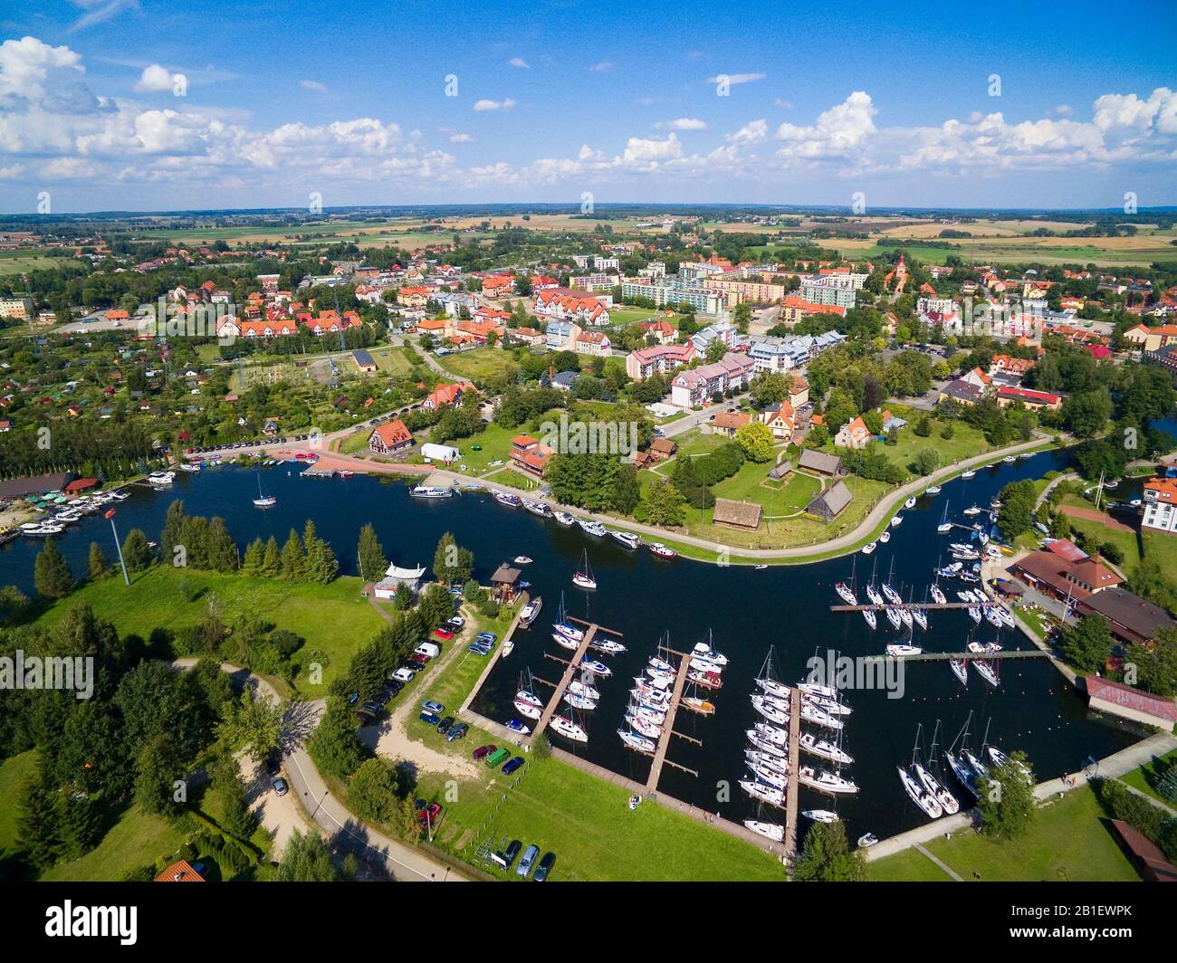 Aerial view of Wegorzewo town, Poland (former Angerburg, East Prussia ...