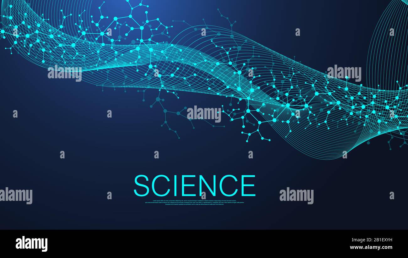 Abstract medical background DNA research coronavirus, molecule ...