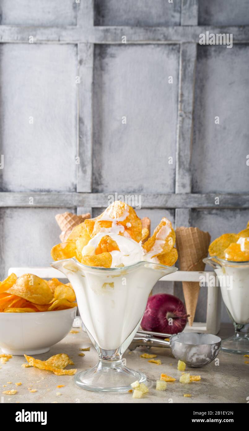 Trendy new york style american ice cream. Sweet and salty vanilla bean ...