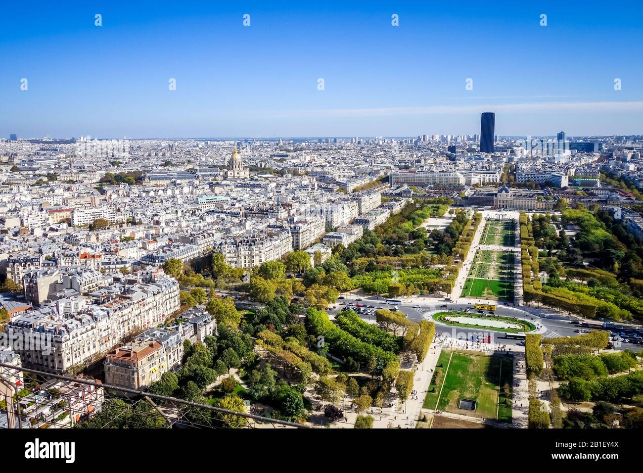 Aerial view of the Champ de Mars from Eiffel Tower, Paris, France Stock Photo - Alamy