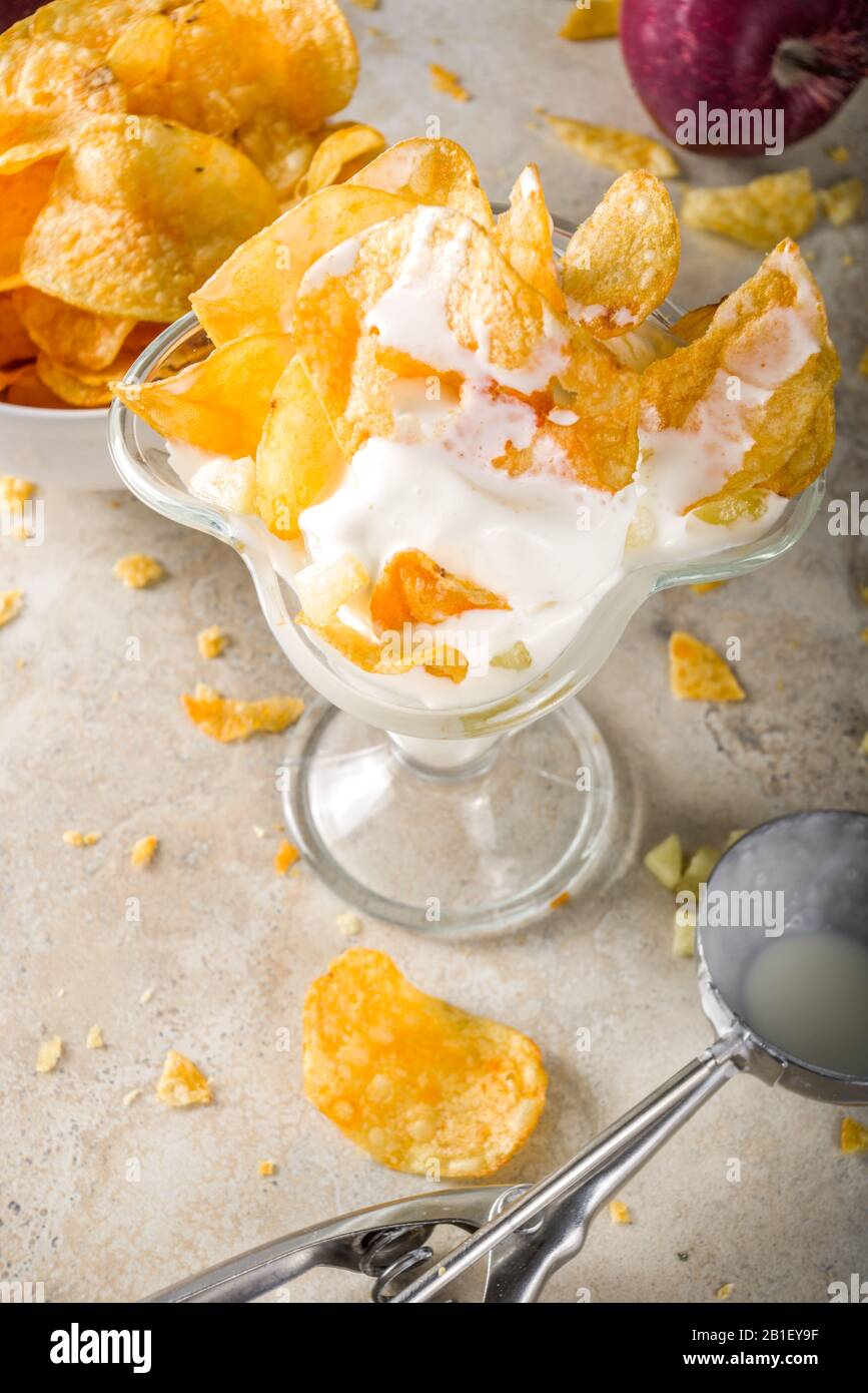 Trendy new york style american ice cream. Sweet and salty vanilla bean ...