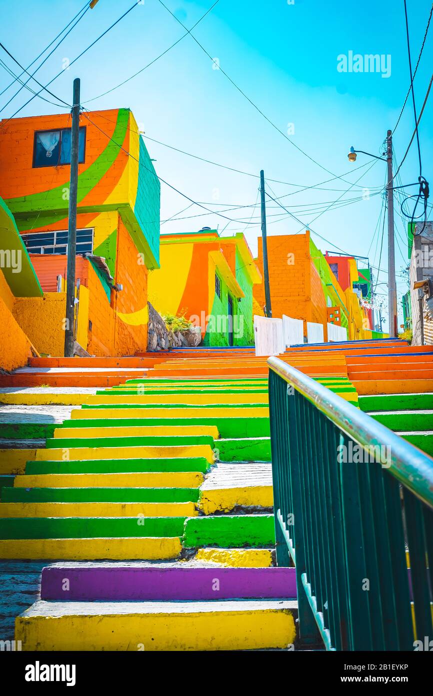 Colorful Town in Pachuca de Soto, Mexico Stock Photo - Alamy