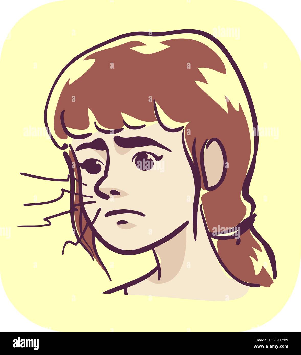 Illustration of a Girl with Noisy Breathing, a Symptom of Latex Allergy ...