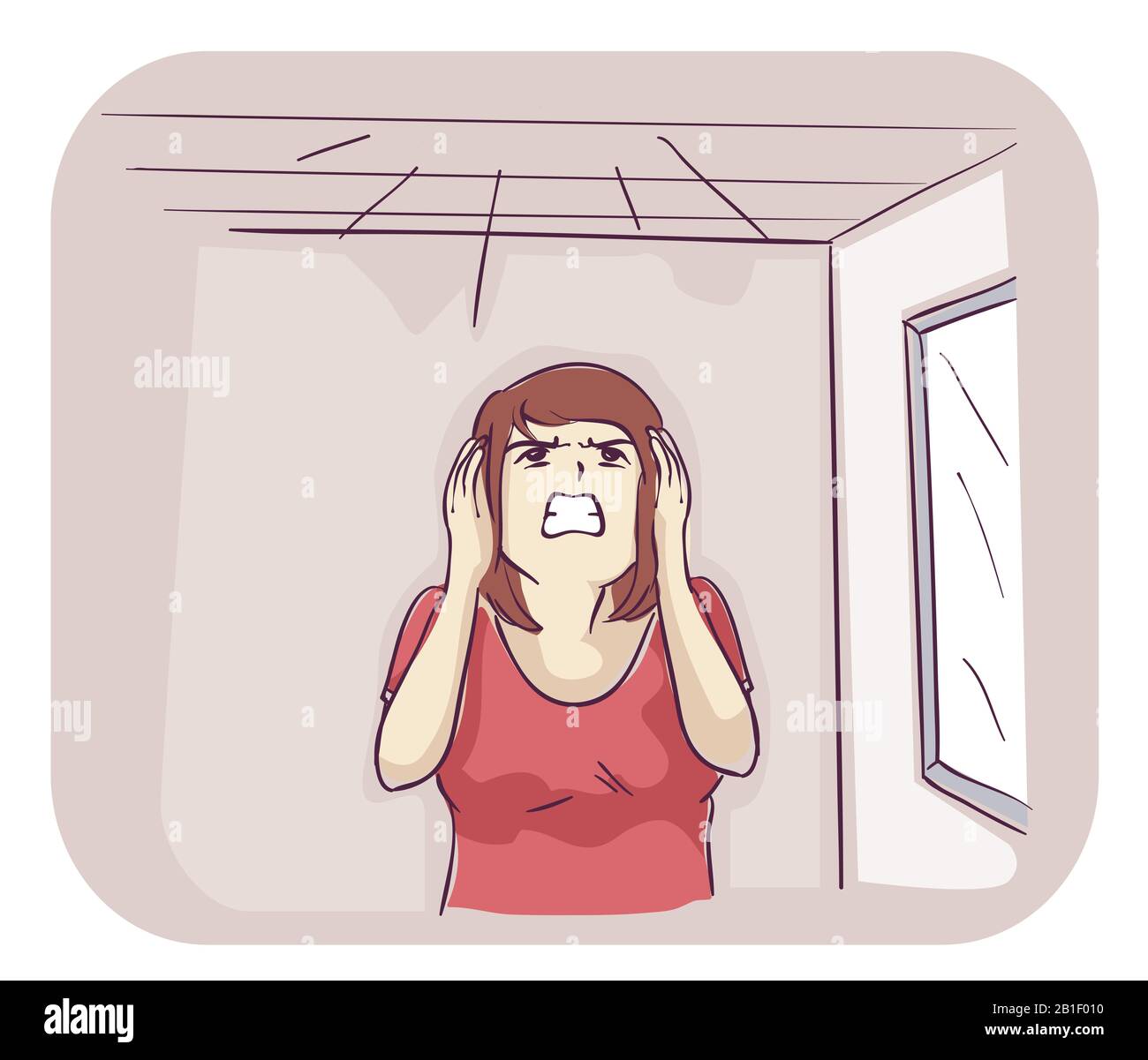 Illustration of an Angry Girl Covering Her Ears Hearing Loud Running ...