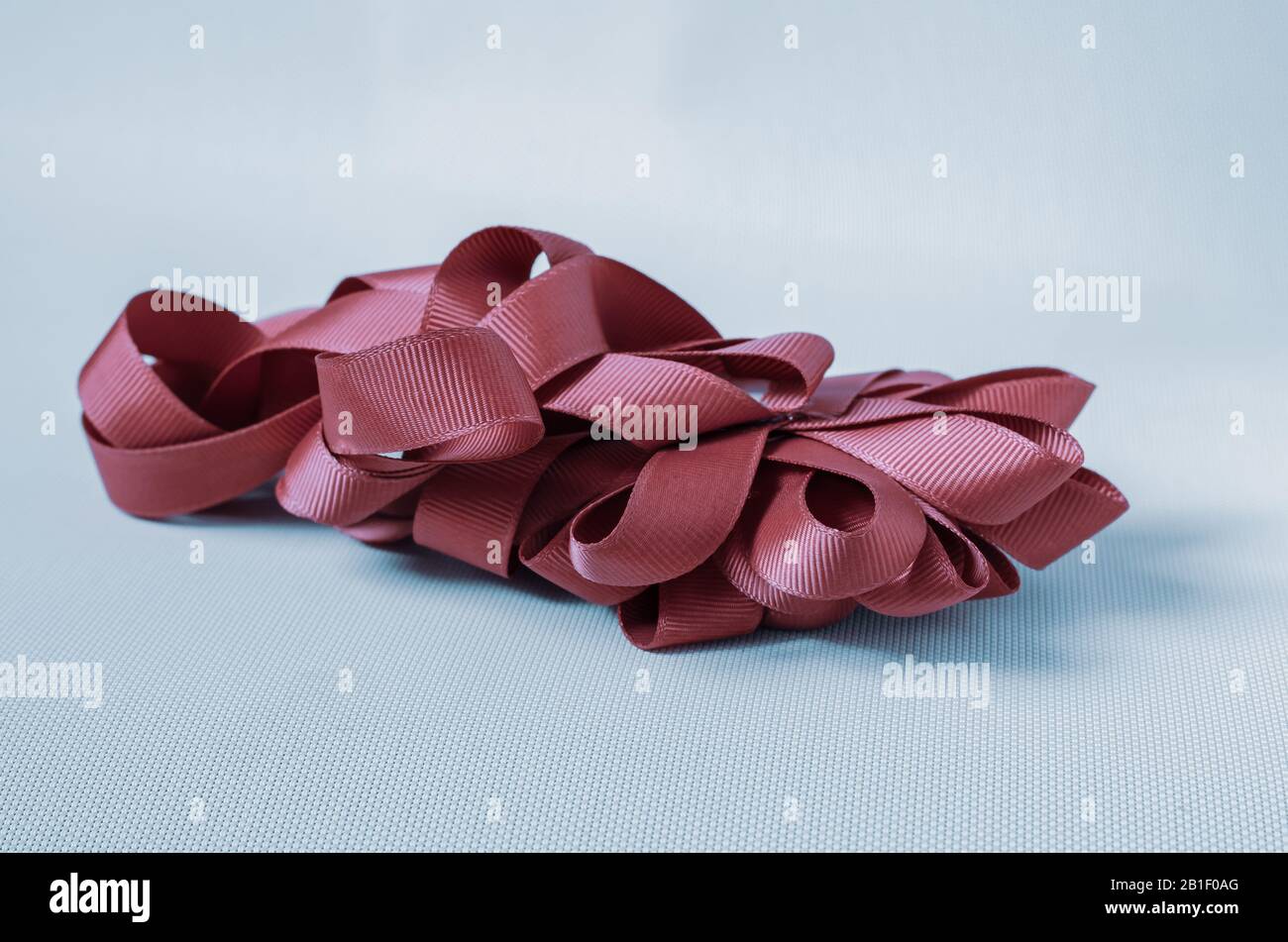 Abstract background of textile ribbon. Eye level shooting. Side view ...