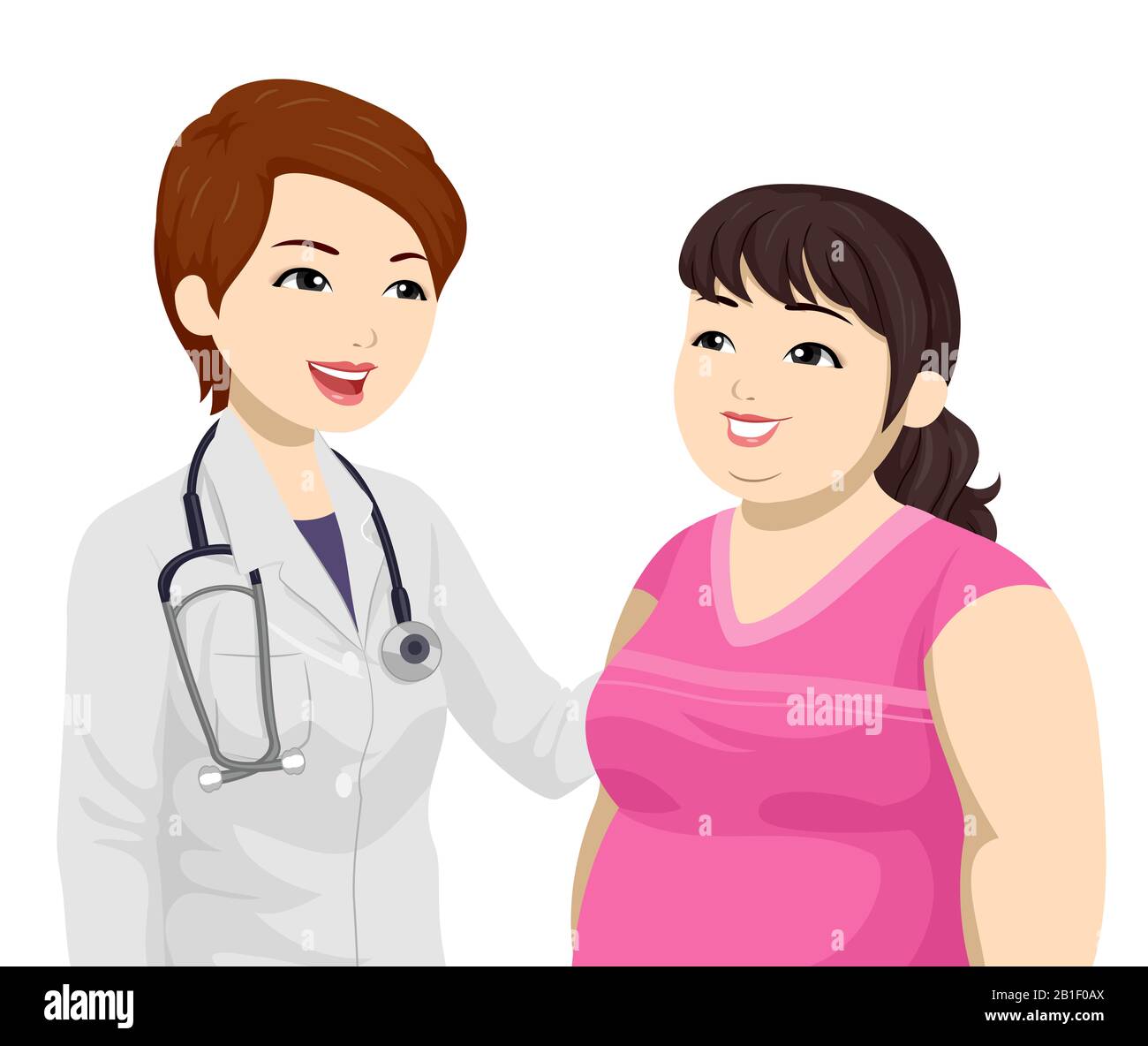 Illustration of an Overweight Teenage Girl Talking to a Girl Doctor ...