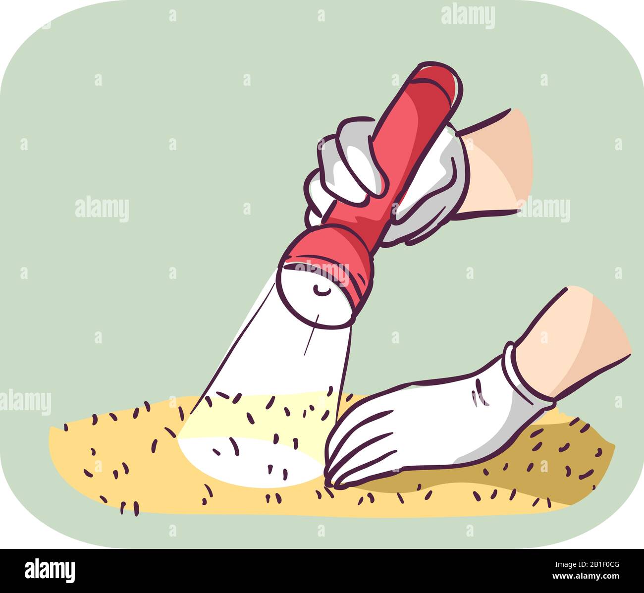 Illustration of Hands Wearing White Gloves Holding Flashlight ...