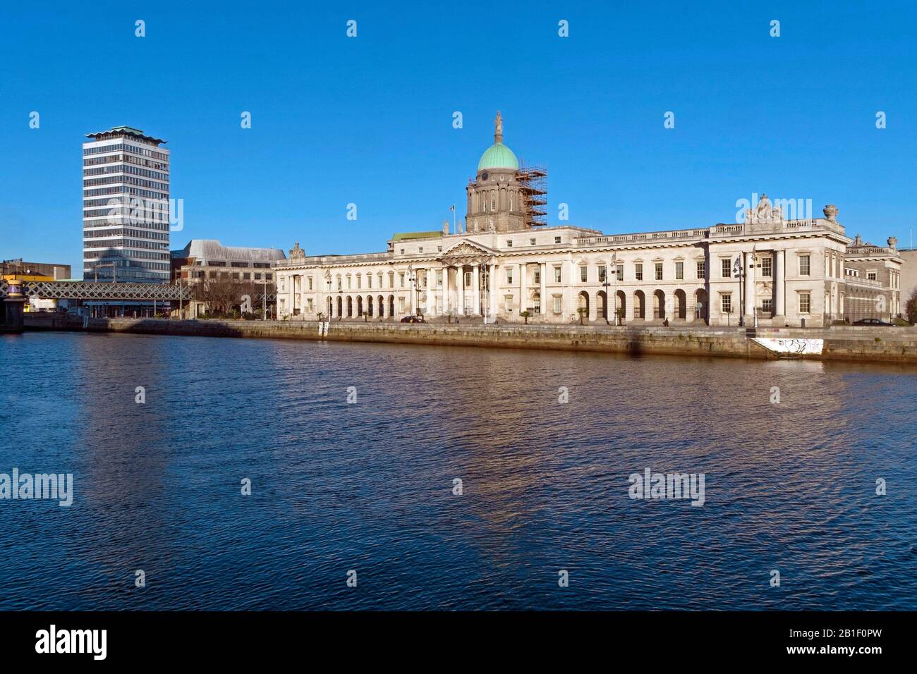 Ireland, Dublin, the Liffey River with the Custom House and the Liberty ...