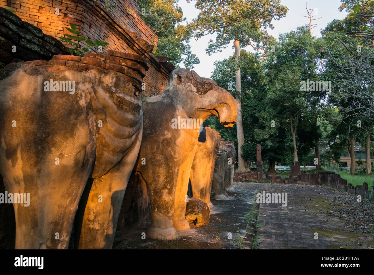The Wat Chang Temple in the town of Kamphaeng Phet in the Kamphaeng ...