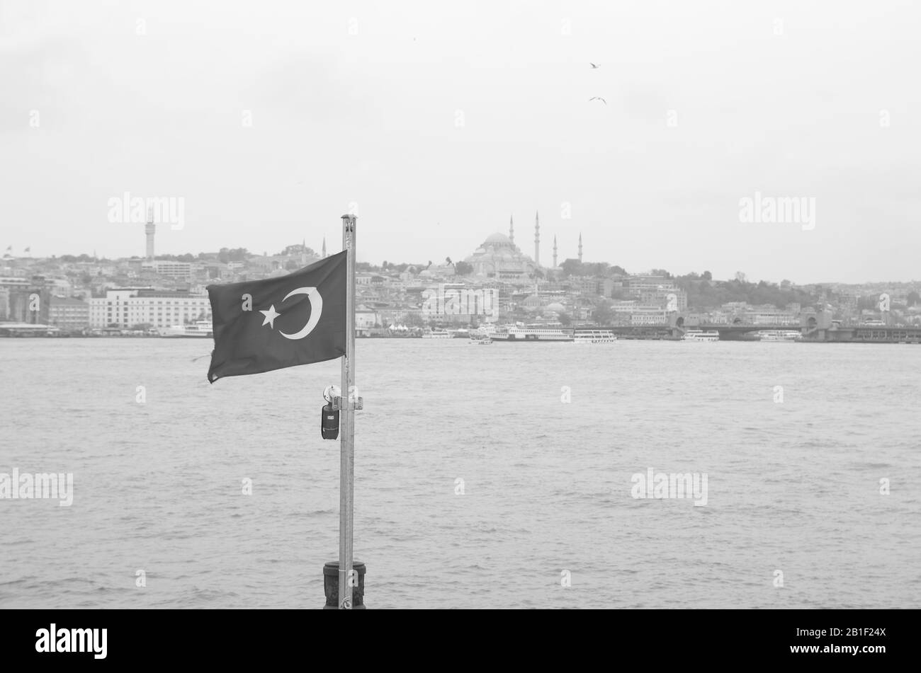 Mosque and turkish flag Black and White Stock Photos & Images - Alamy