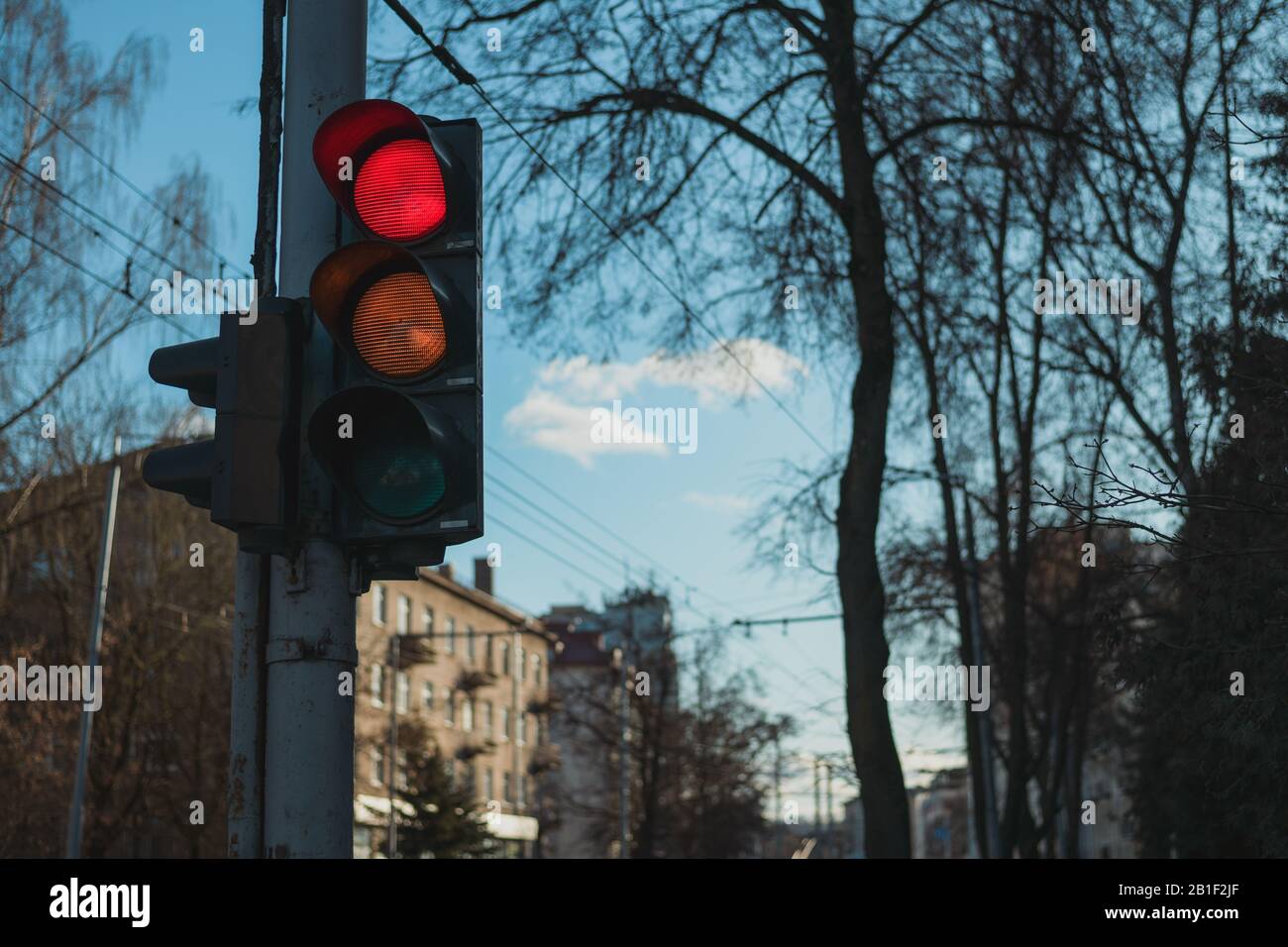A red yellow traffic light Stock Photo - Alamy