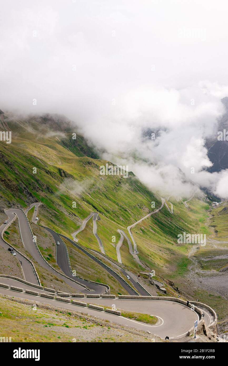 Crazy epic switchback mountain road Stelvio Italy cycling in the clouds ...