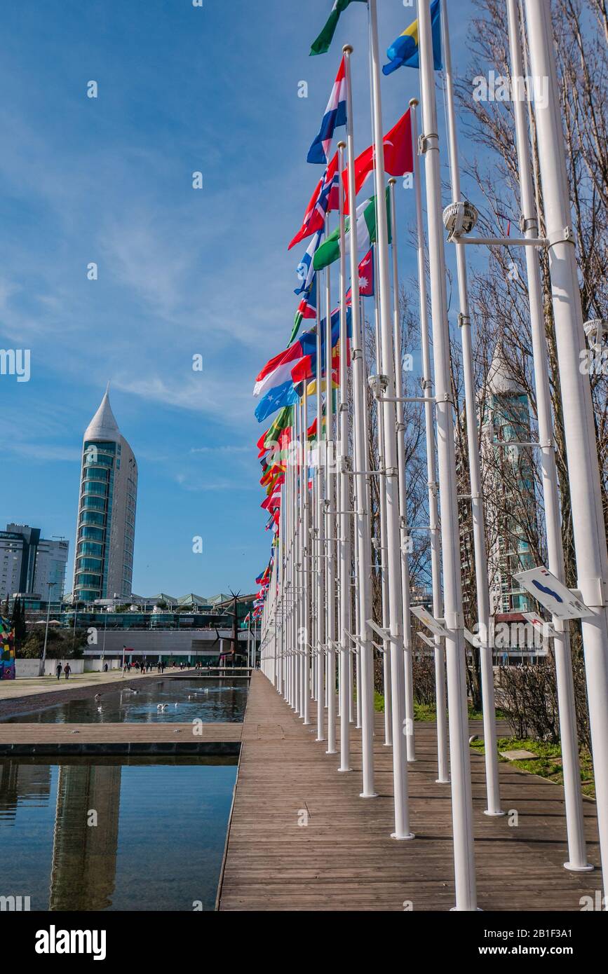 flags of countries participated in expo 98 in lisbon portugal Stock ...