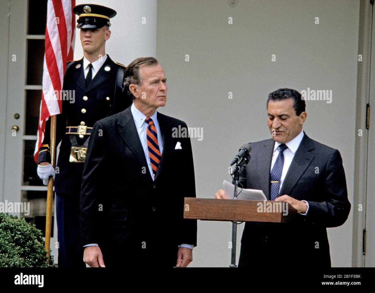 United States President George H.W. Bush and President Hosni Mubarak of ...