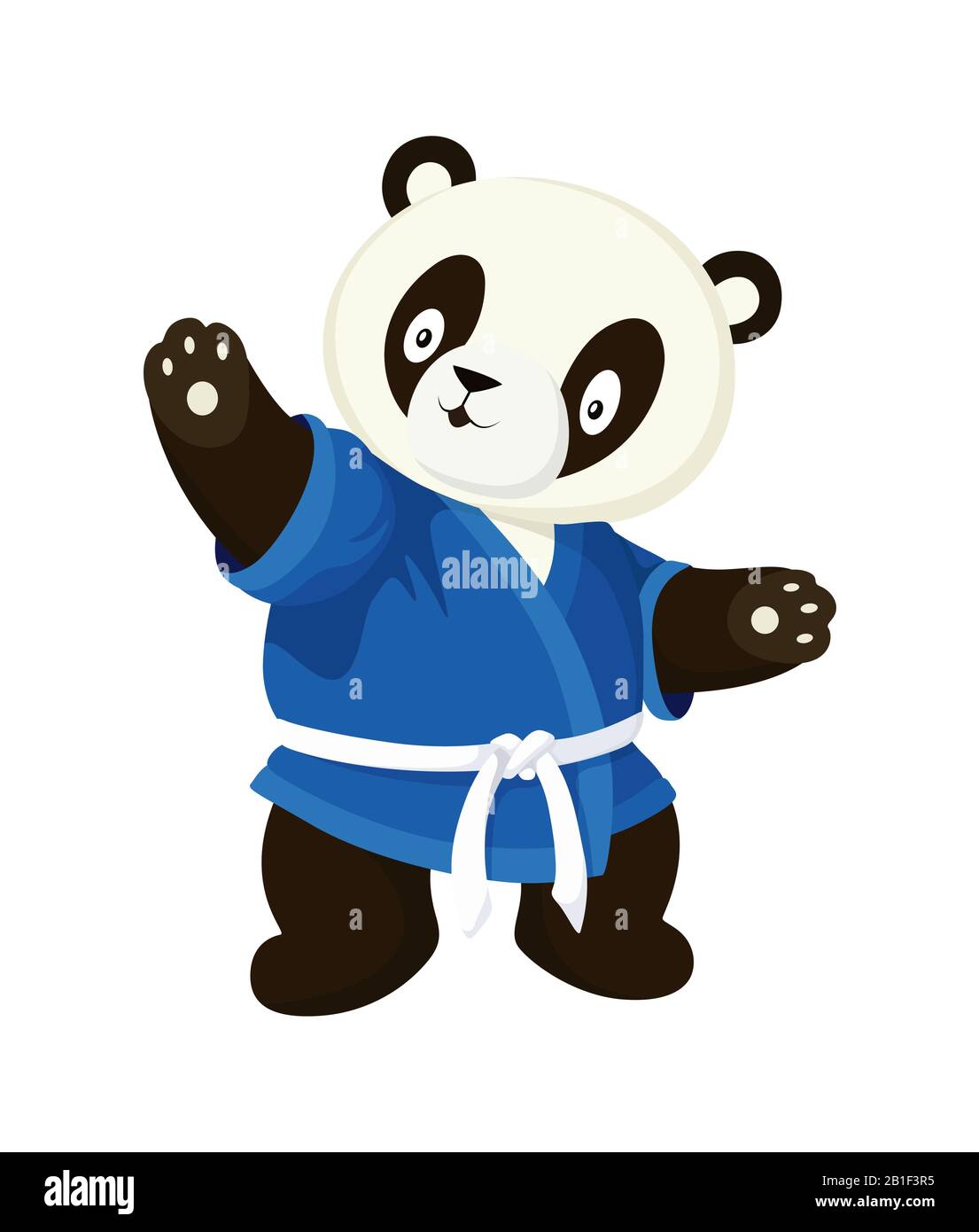 Karate panda in blue kimono. Cartoon style isolated image on white ...