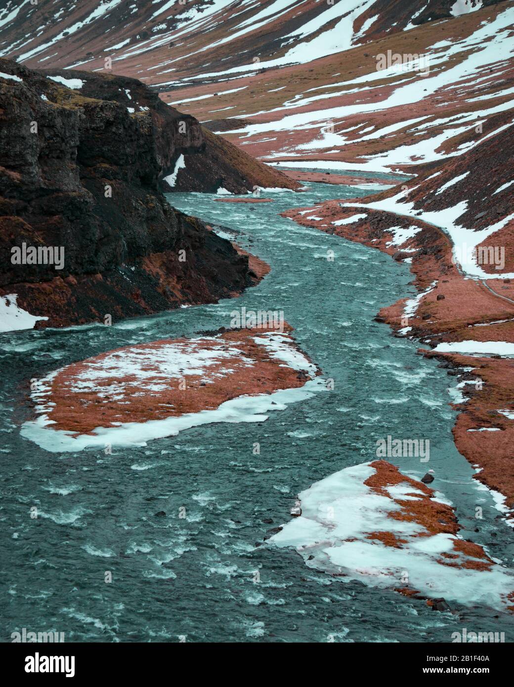 Amazing River Curves Near Thorufoss Waterfall, Iceland Stock Photo - Alamy