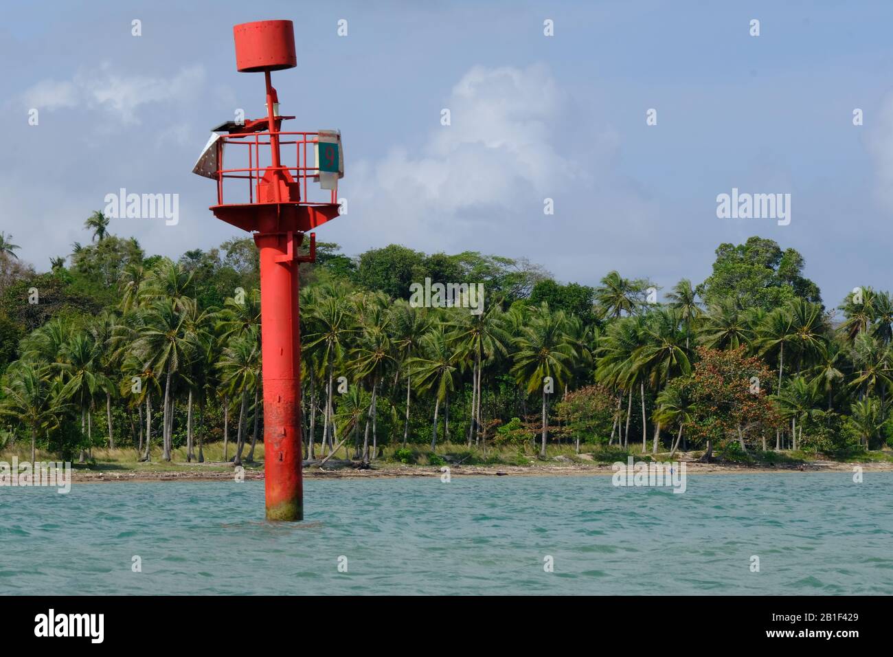 Batam Indonesia - navigation marks Nongsa River estuary area in ...