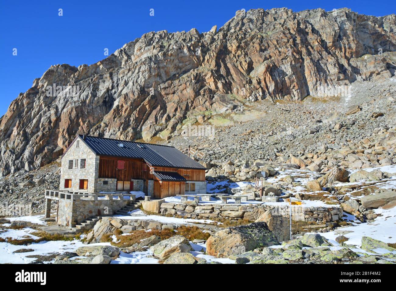 The Algameller Mountain refuge high in the Algamel Valley close to the ...